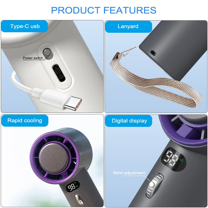 Portable Handheld Fan with Ice Cooling Technology and Variable Speed C ...